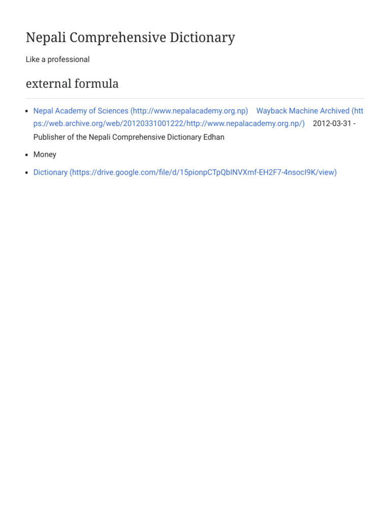 Nepali Comprehensive Dictionary - Wikipedia | PDF