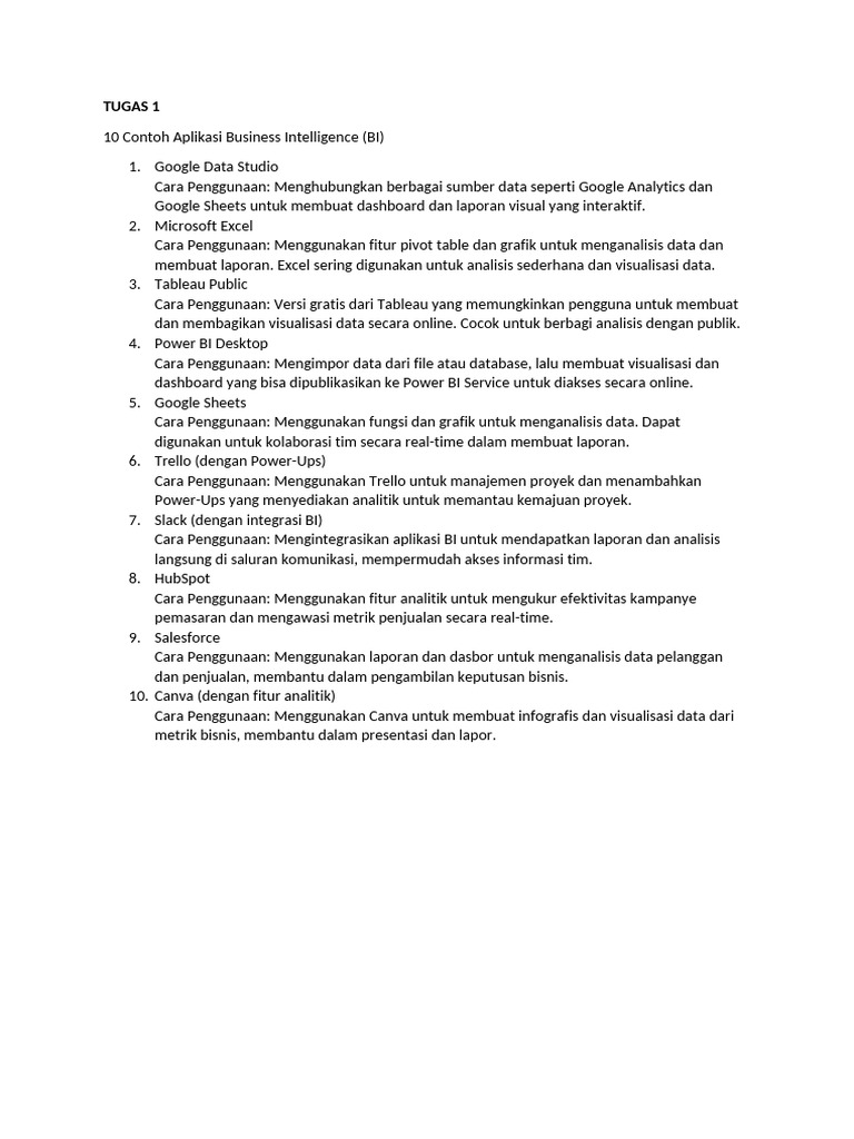 Tugas 1 Kecerdasan Bisnis | PDF