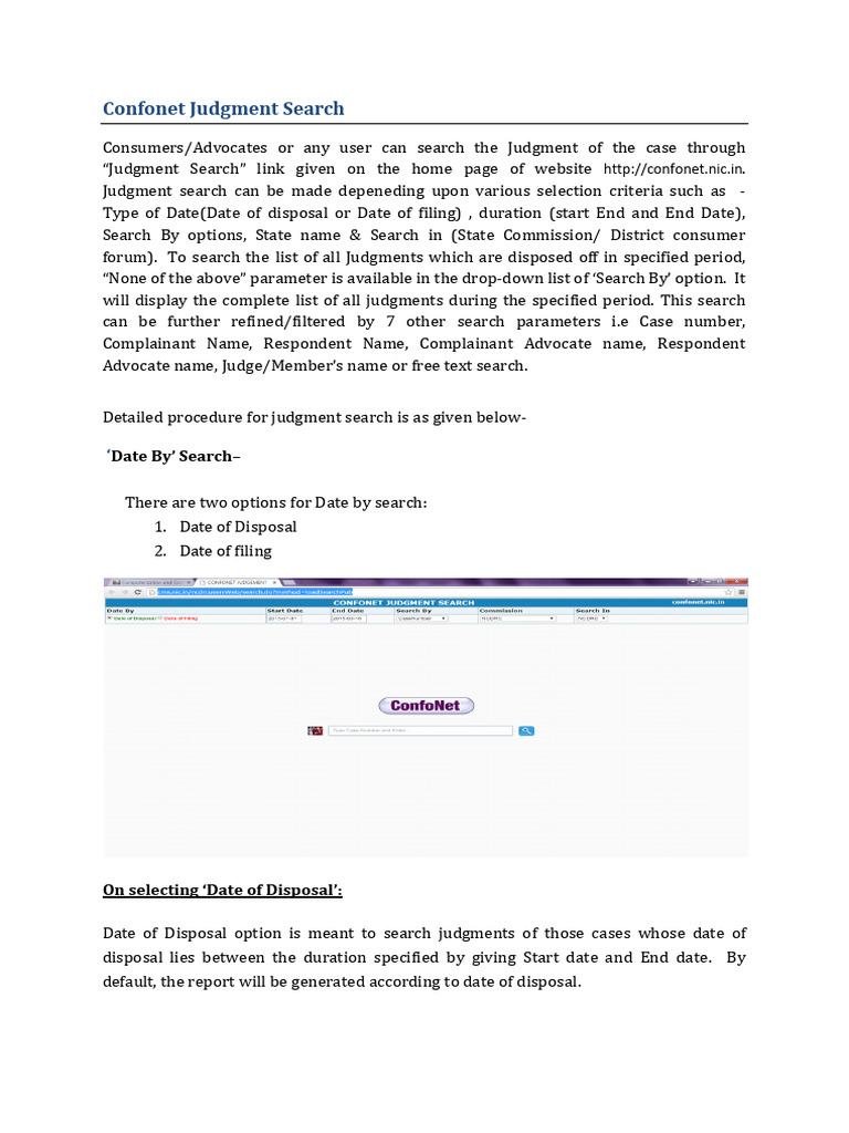 Confonet Judgment Search Guide | PDF | Judgment (Law) | Software