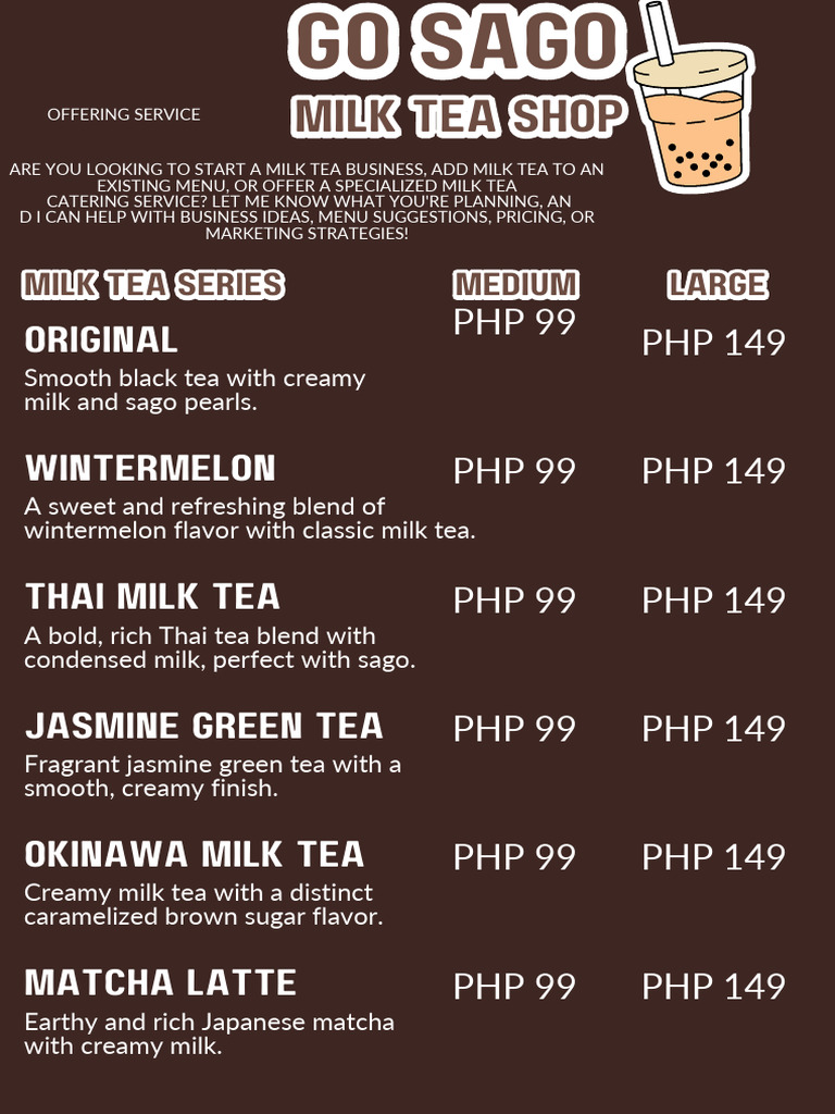 Go Sago: Premium Milk Tea Menu | PDF