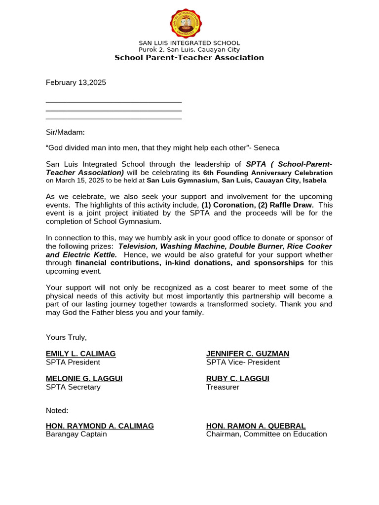 Slis Foundation - Spta Solicitation | PDF