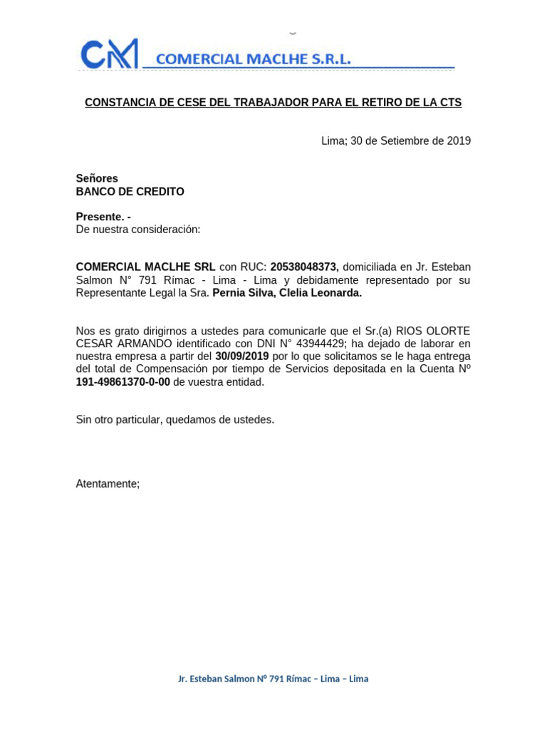 (2019.09.30) Constancia de Cese Cesar Rios | PDF