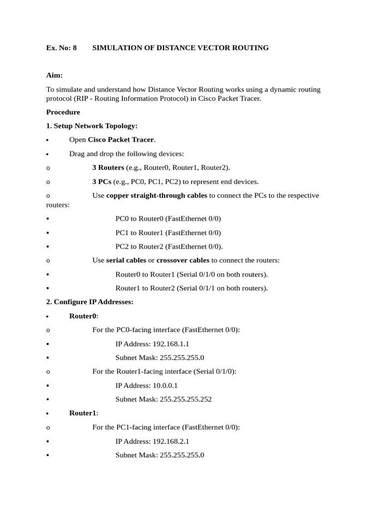 Distance Vector Routing Simulation in RIP | PDF | Router (Computing ...