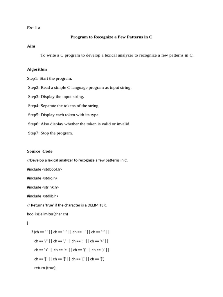 CD_Ex-1,2 & 3 | PDF | Parsing | Computer Program