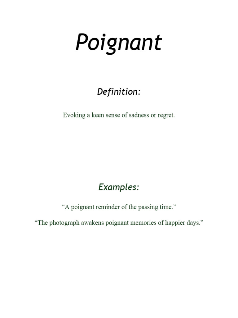 Definitions of Poignant and Polemic | PDF
