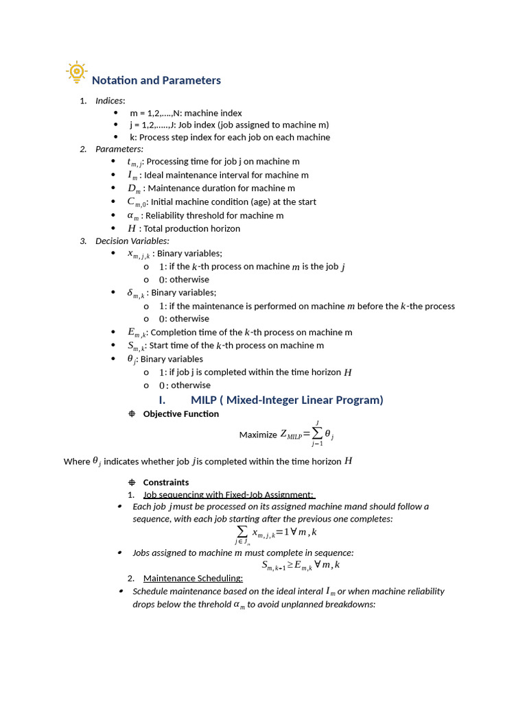 Mathematical Model Capstone 1 | PDF | Variable (Mathematics) | Linear Programming