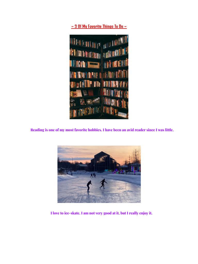 3 of My Favorite Things To Do - Inaya Khirid | PDF