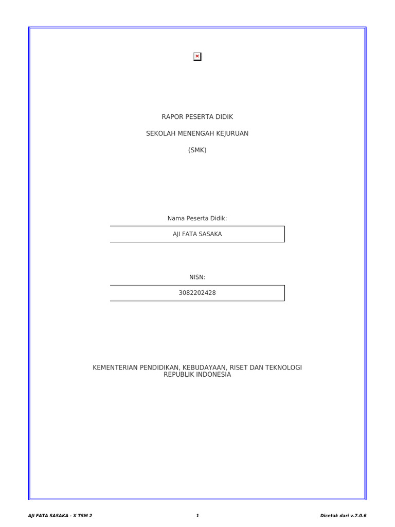 Aji Fata Sasaka - X TSM 2-Identitas | PDF