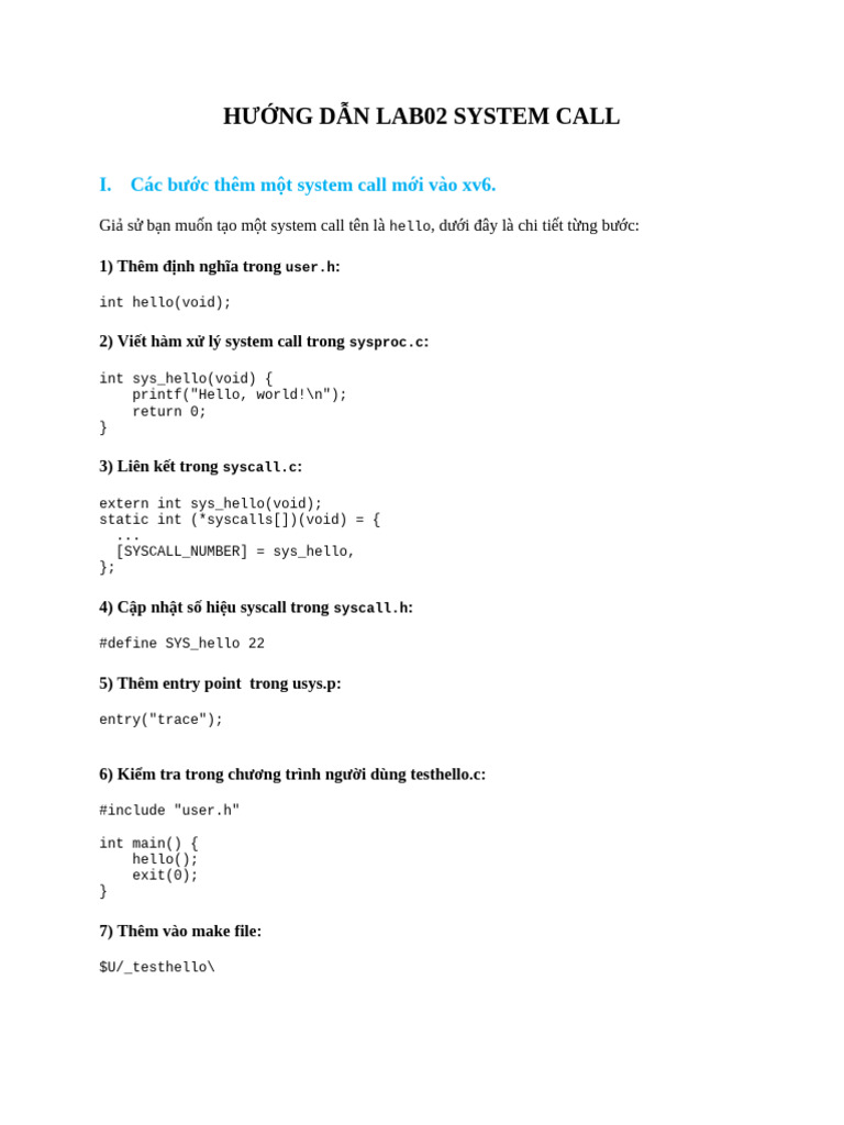 HuongDanViet Systemcall | PDF