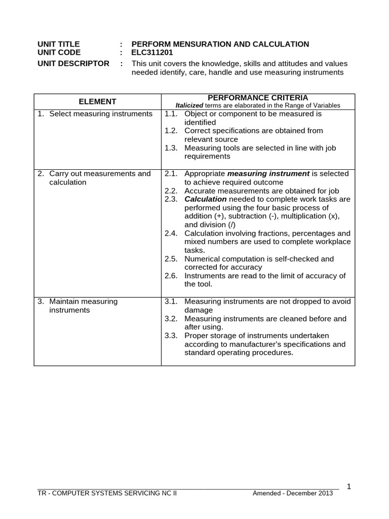 2.3 Perform Mensuration and Calculation | PDF | Measurement | Accuracy ...