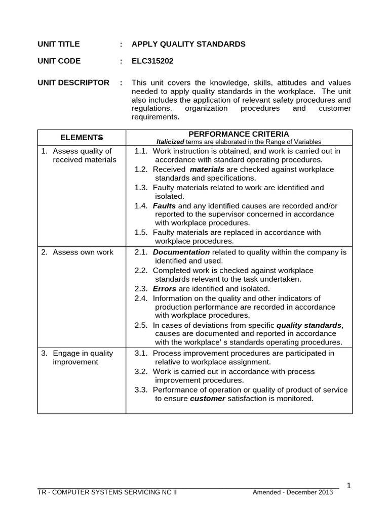 2.1 Apply Quality Standards | PDF | Specification (Technical Standard ...