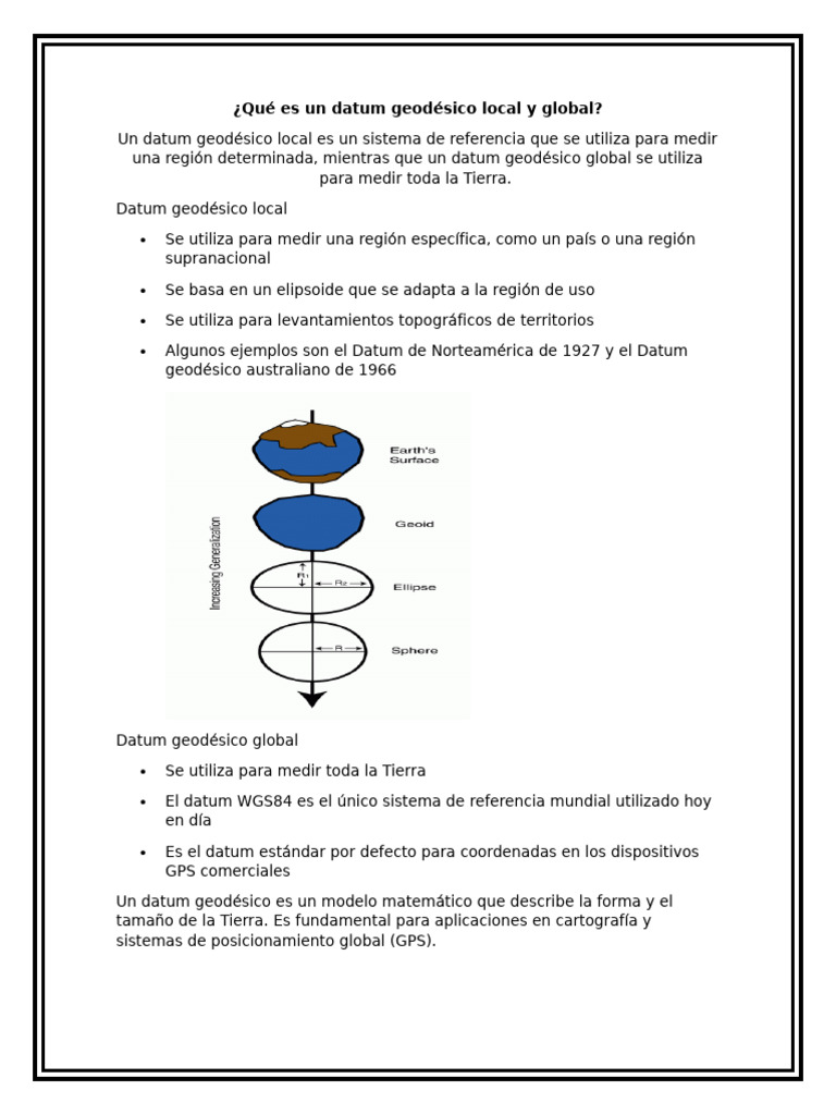 Tipos de Datum Geodésico: Local y Global | PDF | Geodesia | Sistema ...