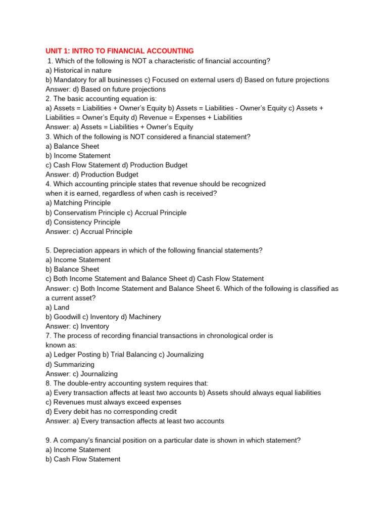 Accounts - MCQ Full Notes | PDF | Debits And Credits | Depreciation