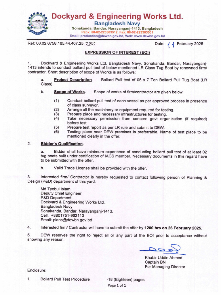 280_EOI_BP Test _ 7 toin tug boat | PDF