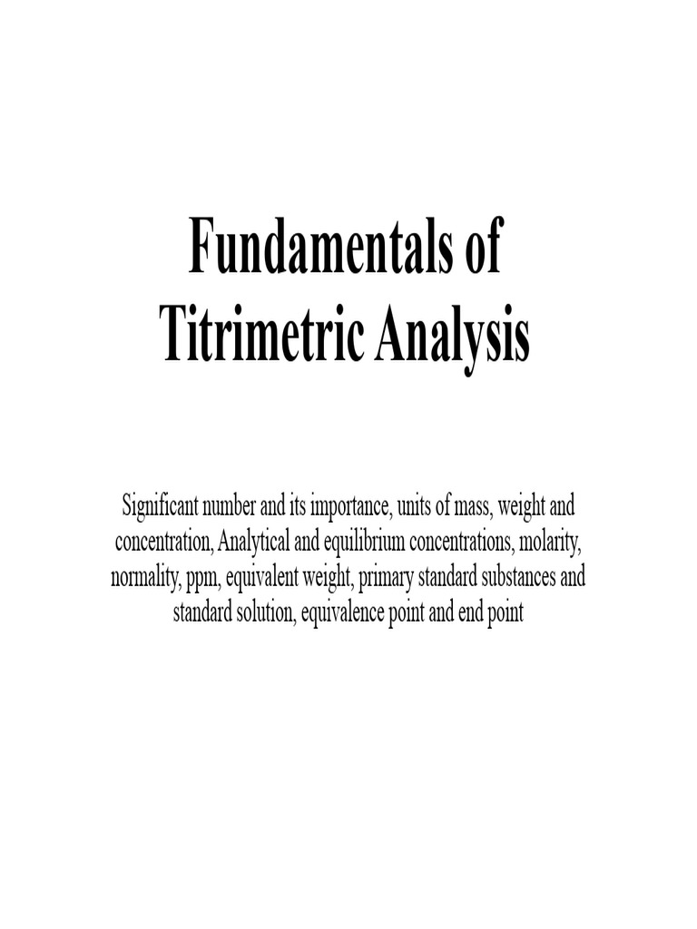 Titrimetric Analysis Basics Explained | PDF | Titration | Chemistry