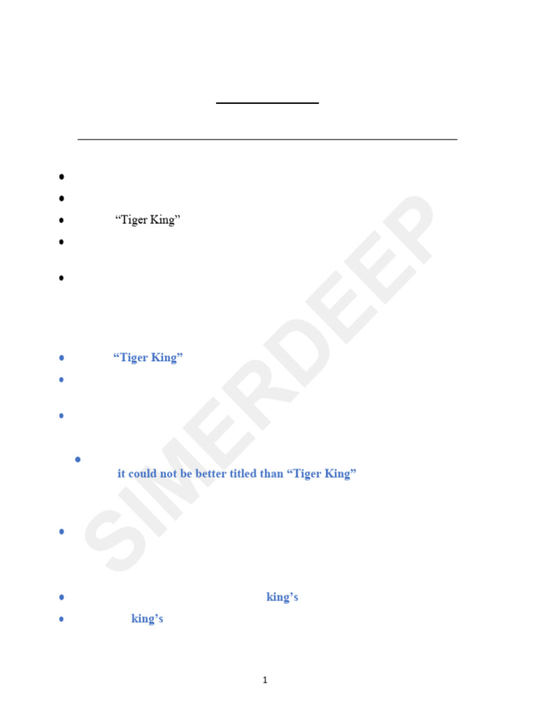 Satirical Analysis of "Tiger King" | PDF | Tiger