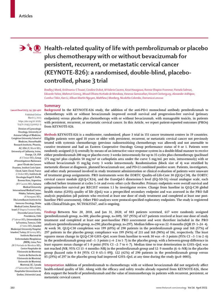 KEYNOTE-826 | PDF | Infection | Hepatitis