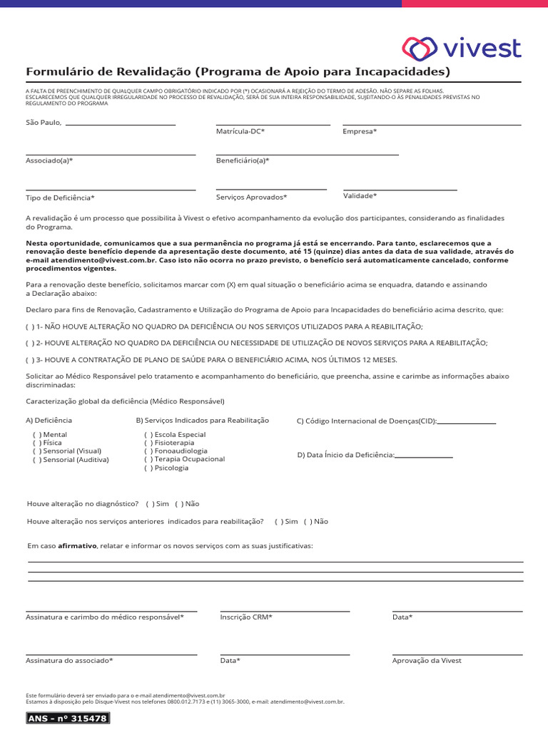 Formul - Rio de Apoio para Incapacitados (Revalida - O) | PDF | Deficiência