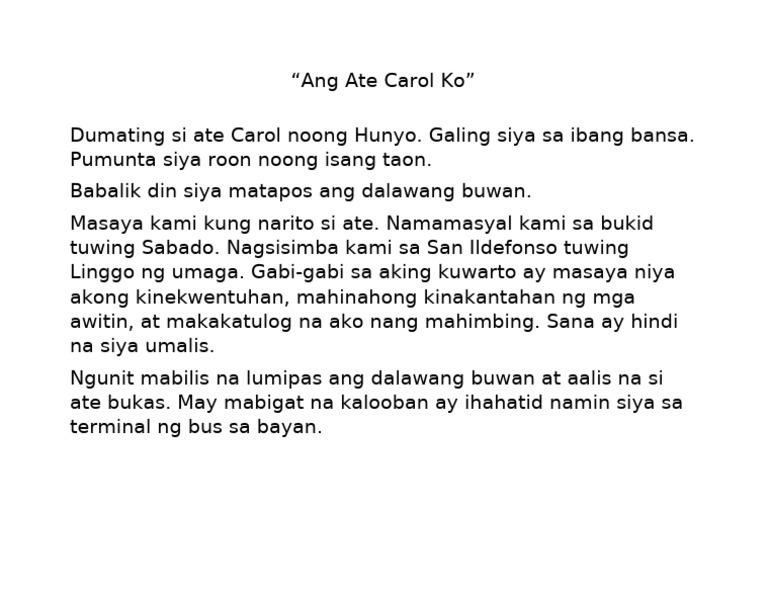Ang Ate Carol Ko | PDF