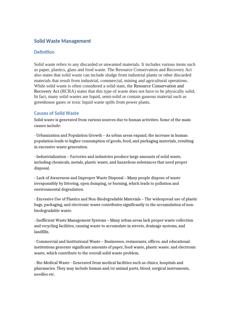 Solid Waste Management | PDF | Waste | Waste Management
