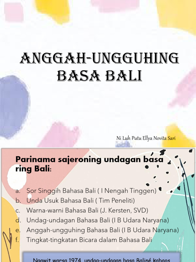 Anggah-Ungguhing Basa Bali | PDF