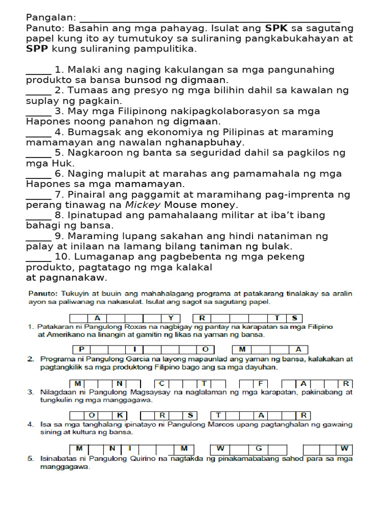 AP6 4th Q 2nd Summative | PDF