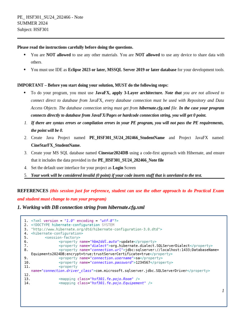 HSF301 Summer 2024 Practical Exam Guide | PDF | Databases | Software Development