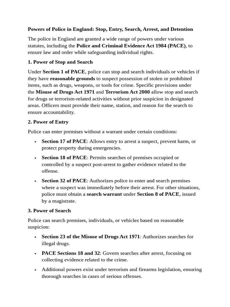Police Powers: Entry, Arrest, and Search | PDF | Arrest | Probable Cause