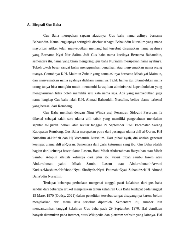 Biografi Gus Baha | PDF