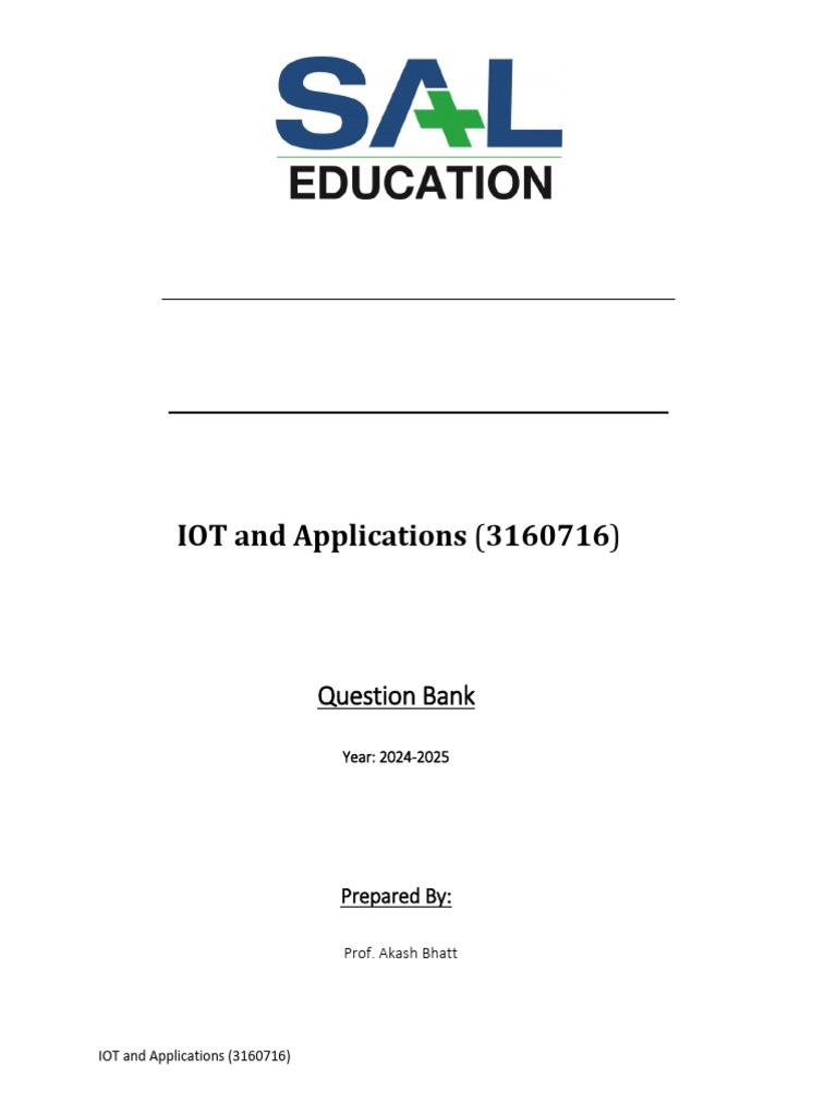 IOT - Question Bank by SAL | PDF | Internet Of Things | Computing