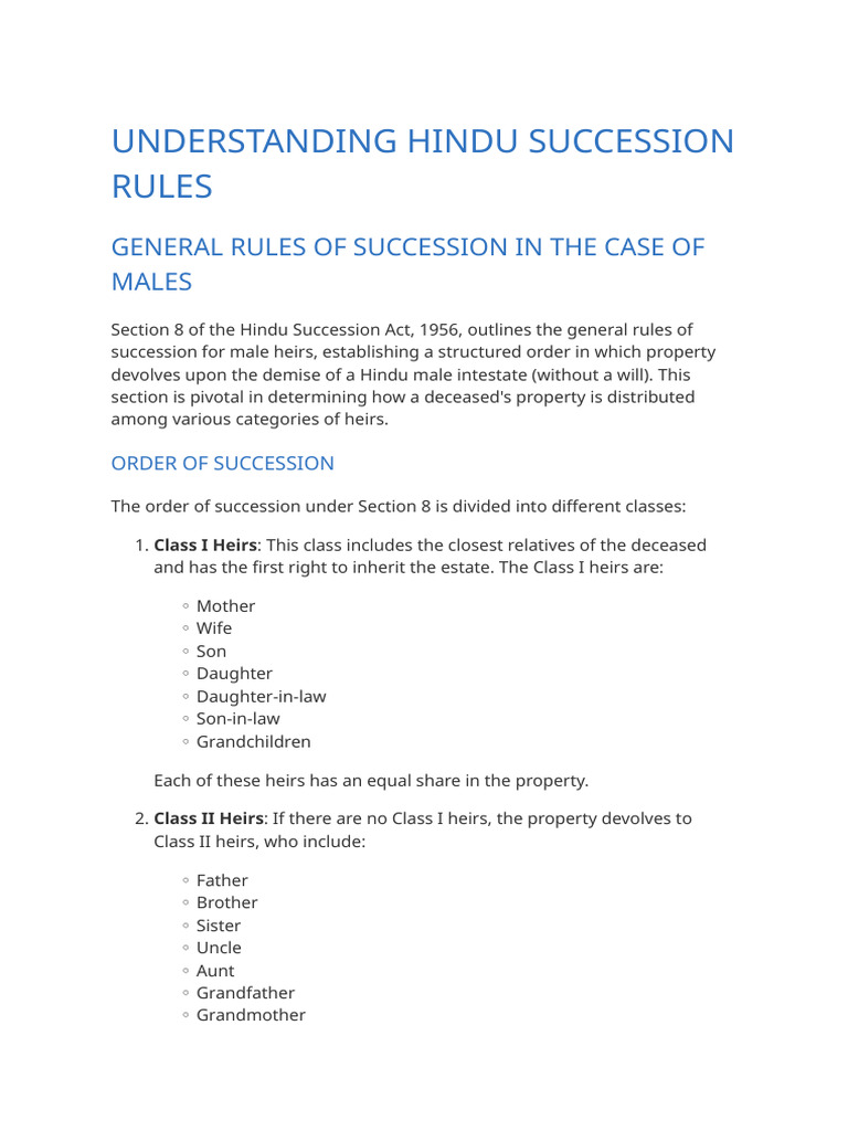 Understanding Hindu Succession Rules | PDF | Inheritance | Family