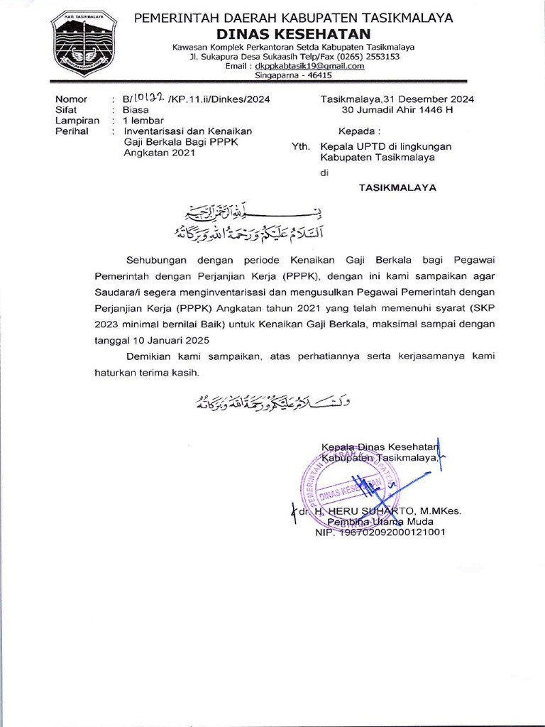 Inventarisasi Dan Kenaikan KGB PPPK Angkatan 2021 | PDF