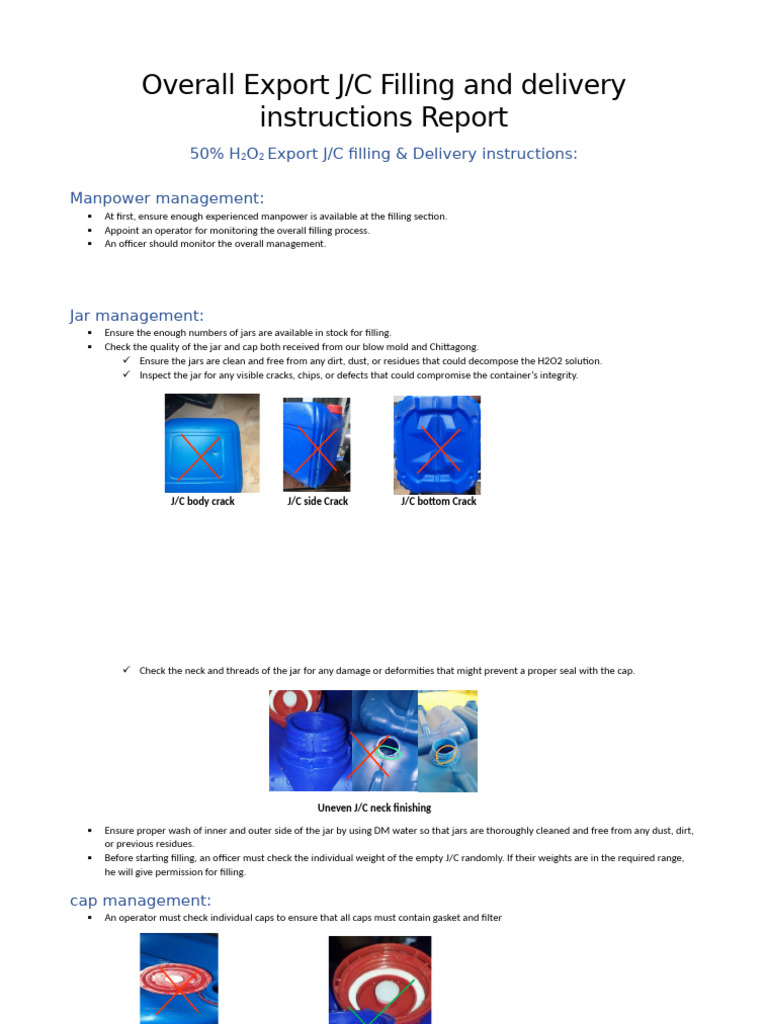 Export JC Filling and Delivery SOP & Instructions | PDF | Hydrogen Peroxide