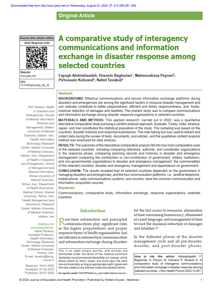 Interagency Communication in Disasters | PDF | Emergency Management ...