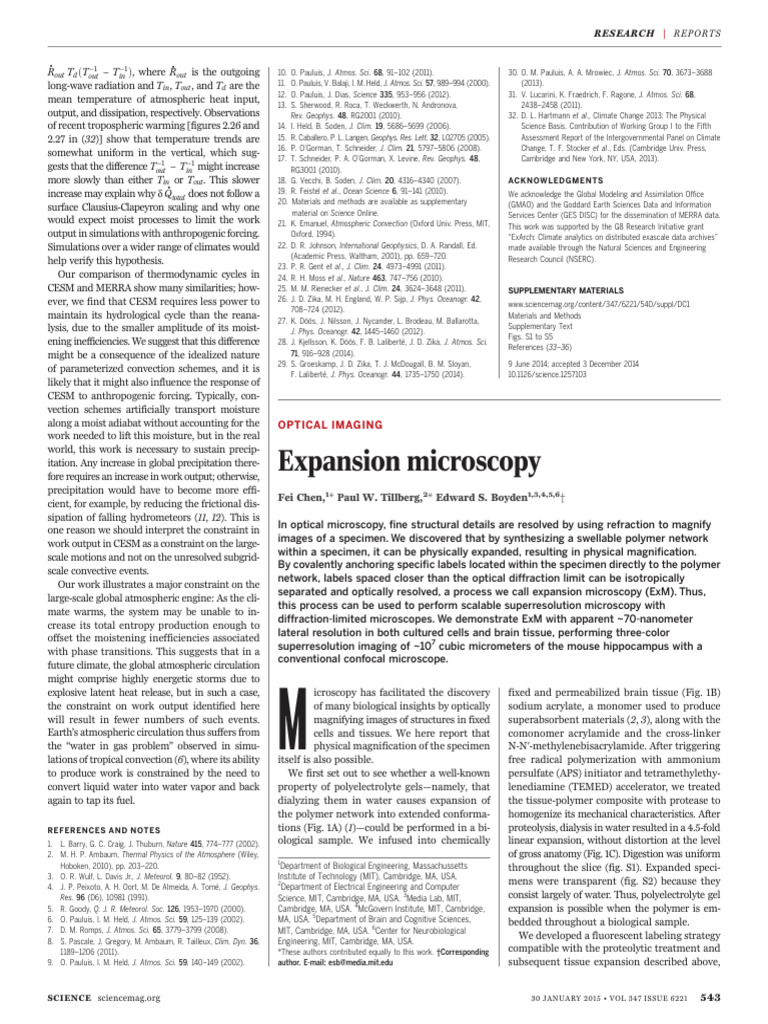 Chen Et. Al Expansion Microscopy 2015 | PDF | Microscope | Applied And ...