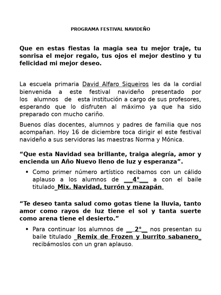 Programa Festival Navideño | PDF | Navidad