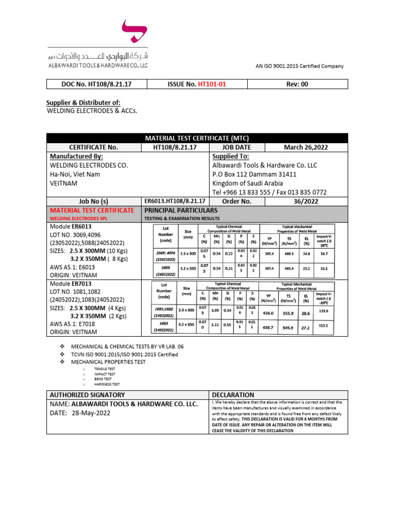 Cert-Weld Electrode | PDF