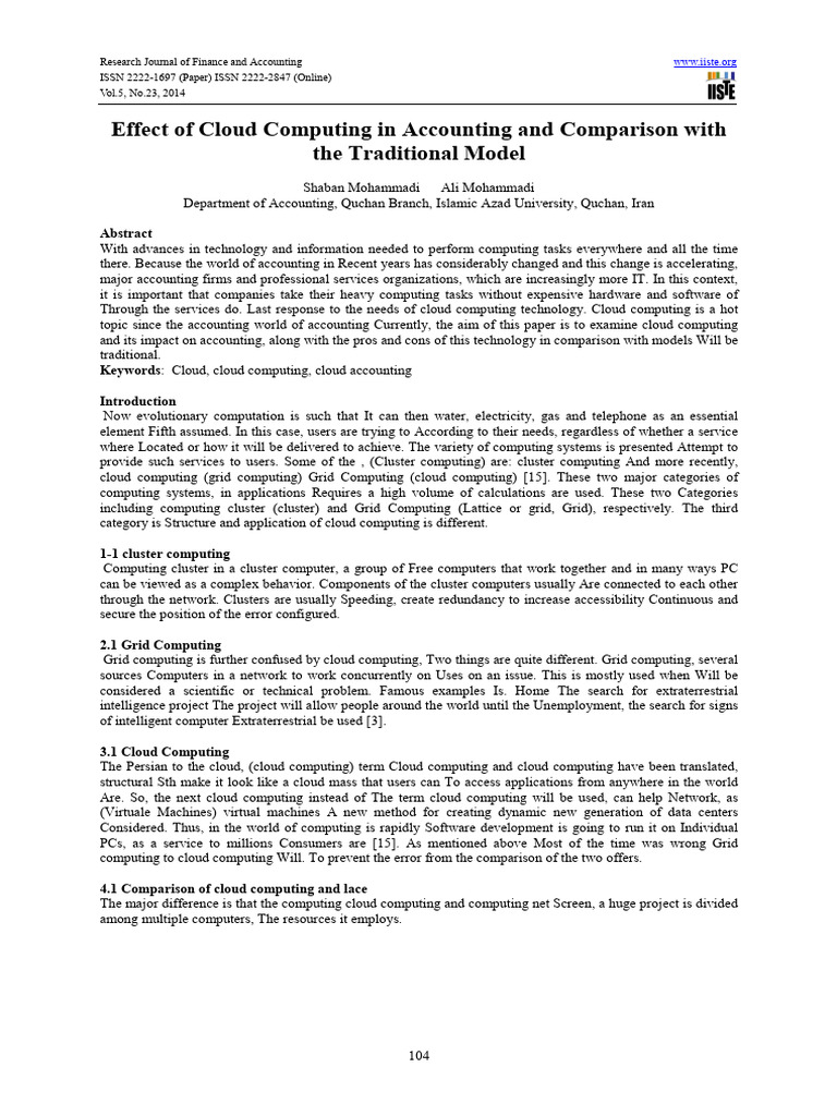 Effect Of Clound Computing In Accounting Pdf Cloud Computing Software As A Service