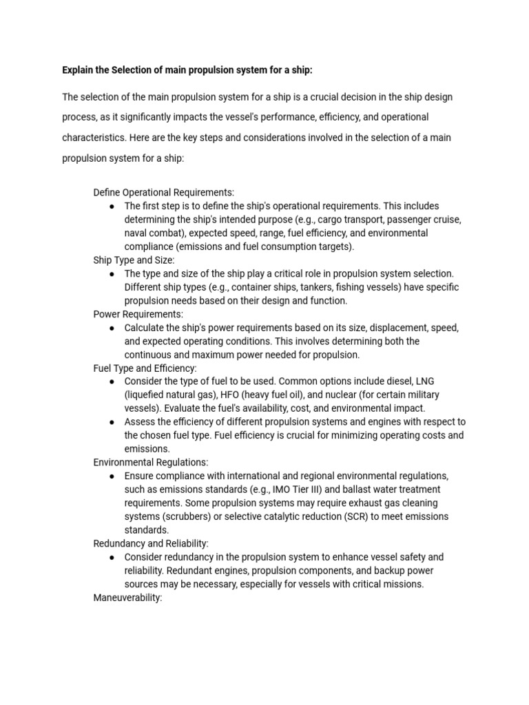 _Selection of main propulsion system for a ship ...