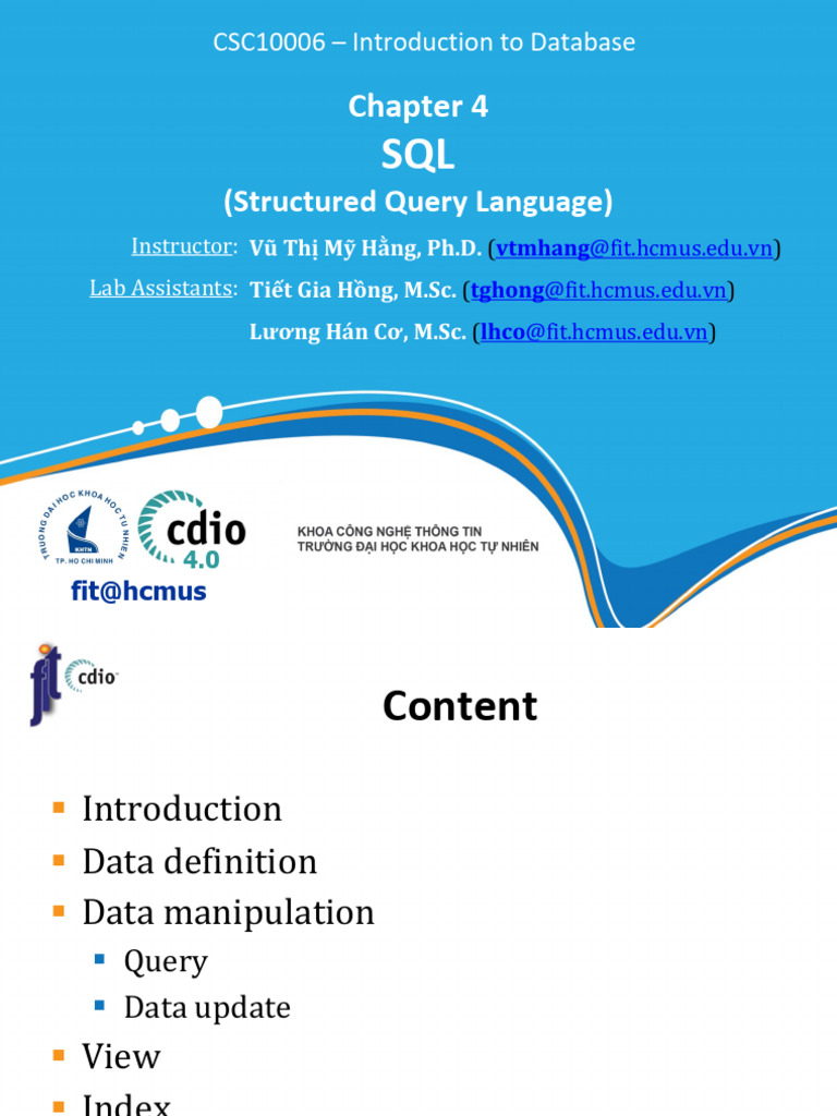 Csc10006 Chapter 4 SQL II.2425 | PDF | Relational Database | Sql