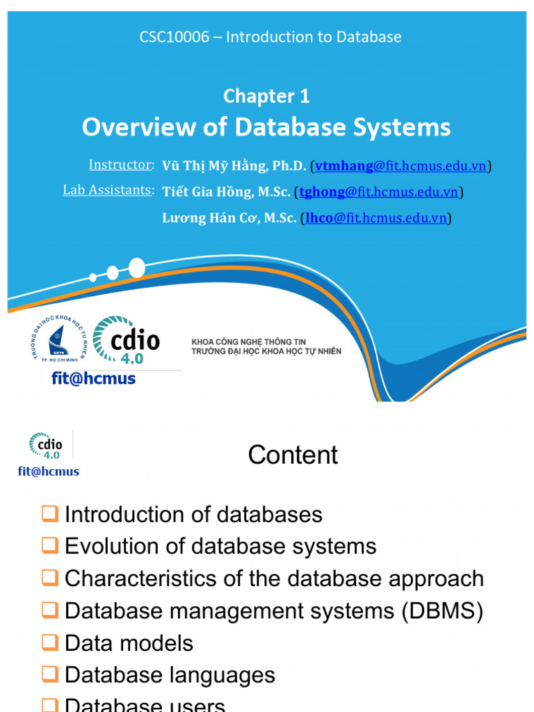CSC10006 - Chapter 1 - Overview of DB Systems - II.2425 | PDF | Databases | Conceptual Model