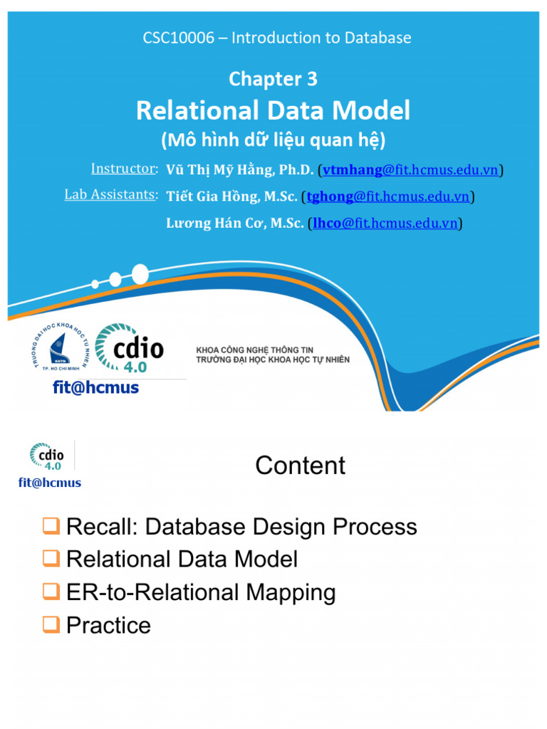 CSC10006 Chapter 3 Relational Data Model II.2425 | PDF | Relational Database | Data Model