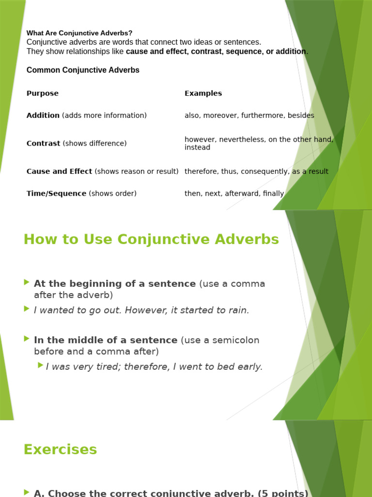 What Are Conjunctive Adverbs | PDF