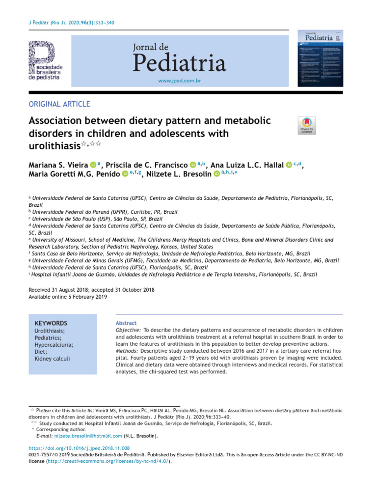 Association Between Dietary Pattern and Metabolic Disorders 2020 Jornal ...