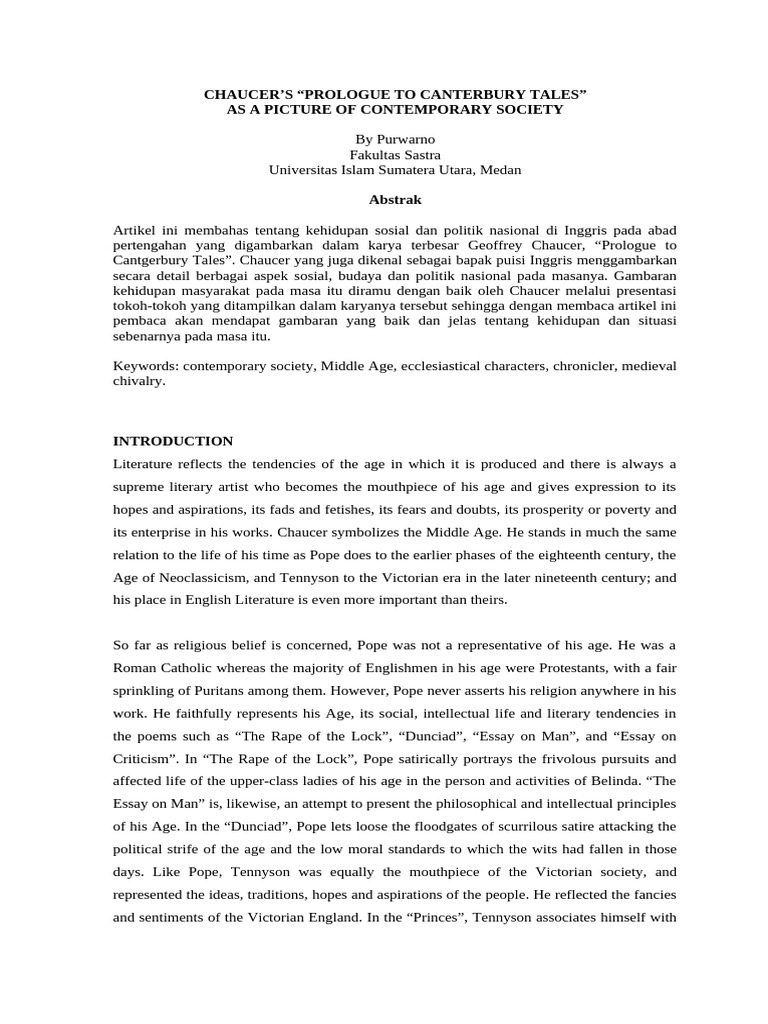 Chaucers Prologue To Canterbury Tales As | PDF | Knight | The ...