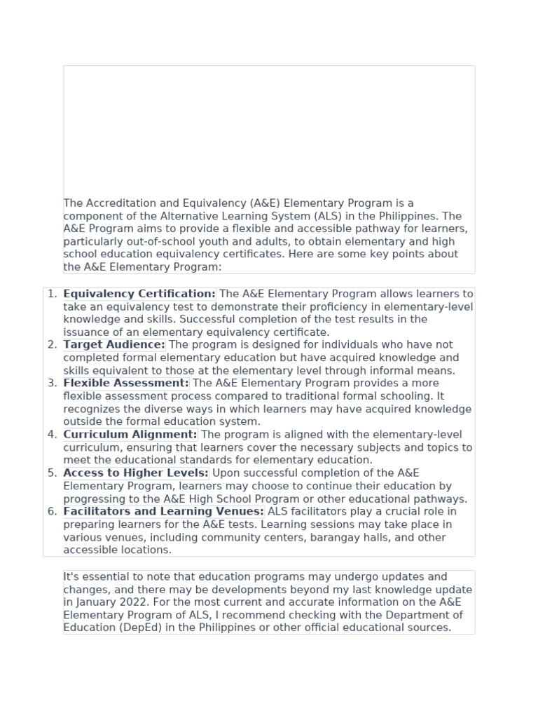 The Accreditation and Equivalency | PDF