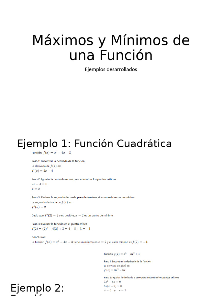 Ejemplos Maximos Minimos | PDF