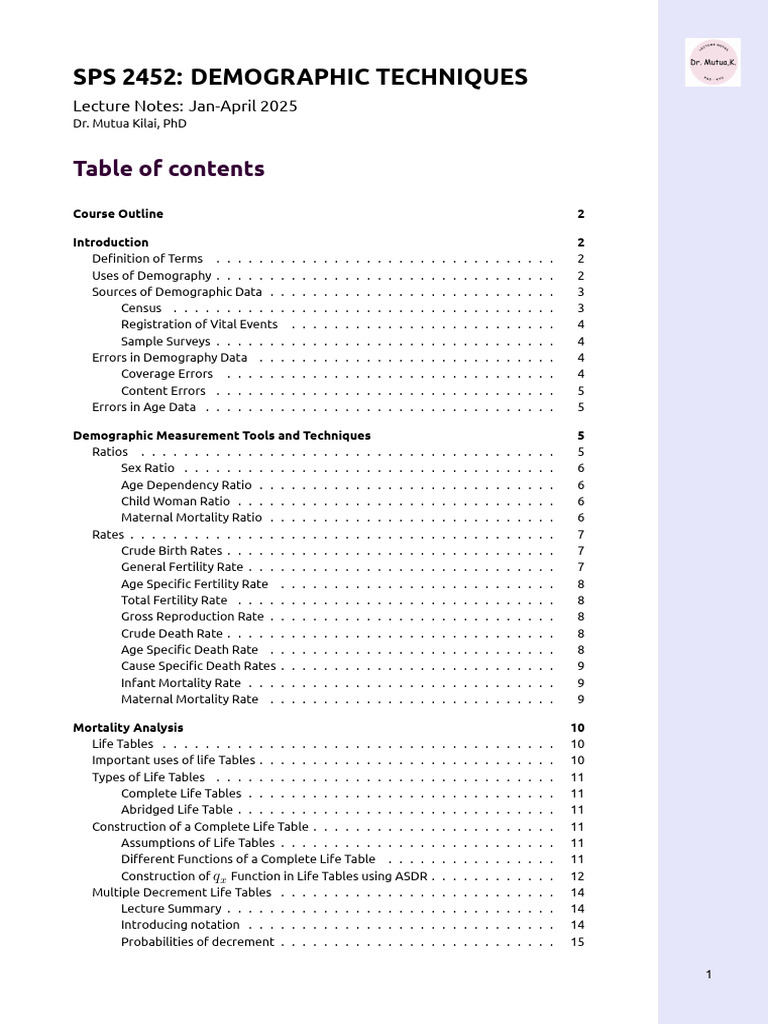 SPS 2452 Demographic Techniques Notes Week One To Four | PDF ...