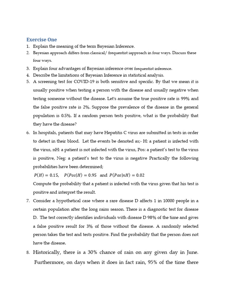 Bayesian I_ Exercise One | PDF
