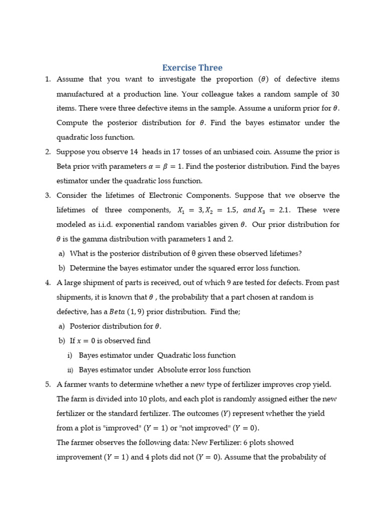 Bayesian 1 - Exercise Three | PDF | Probability Distribution | Estimator